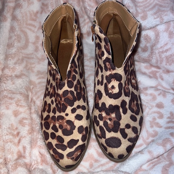 Shoes | Leopard Ankle Boot Bootie Low Heel | Poshmark